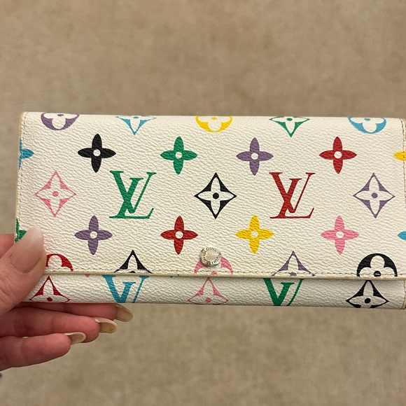 Louis Vuitton | Bags | Louis Vuitton White Multicolor Monogram Wallet ...